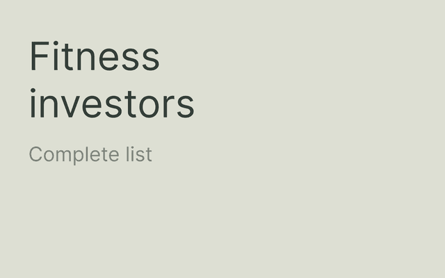 Fitness investors: 35+ VCs funding exercise & gym tech
